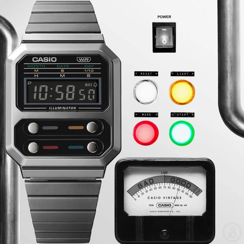 Casio Vintage Grey Metal Watch A100WEGG-1A